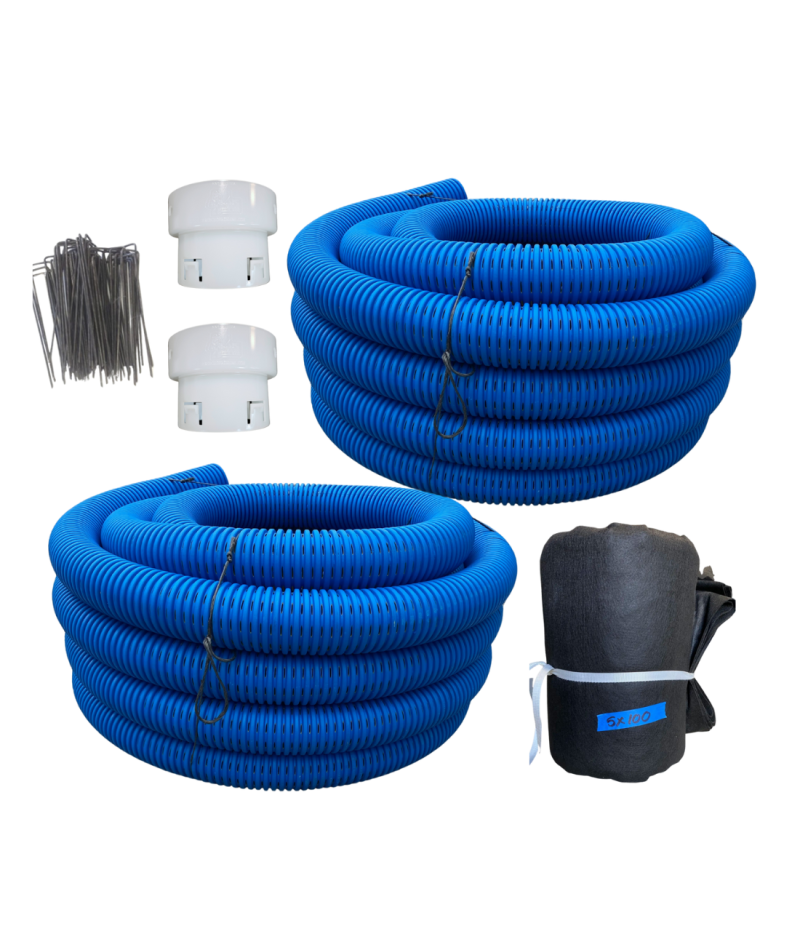 French Drain Kit Double Pipe System - 2 100' Rolls of Drain Pipe
