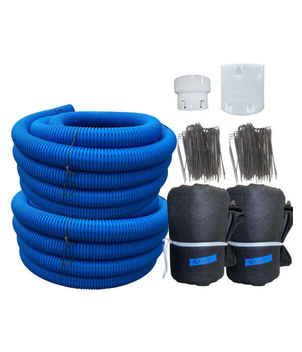 French Drain Kit Double Pipe System - 2 100' Rolls of Drain Pipe