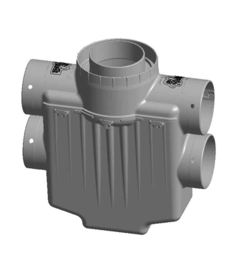 4-Way Connect Catch Basin, Connects to 4" Corrugated Pipe