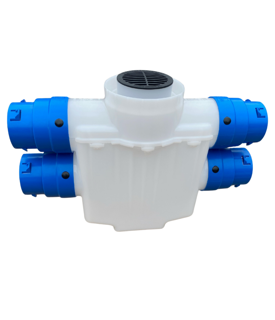 4-Way Connect Catch Basin, Connects to 4" Corrugated Pipe