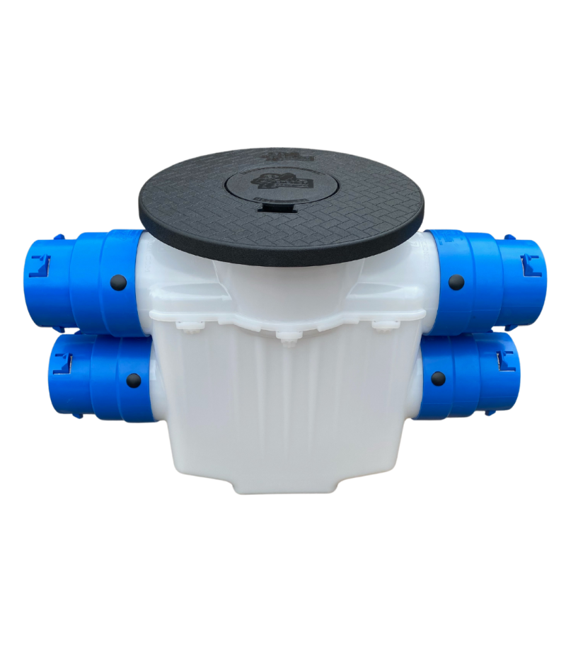 4-Way Connect Catch Basin, Connects to 4" Corrugated Pipe
