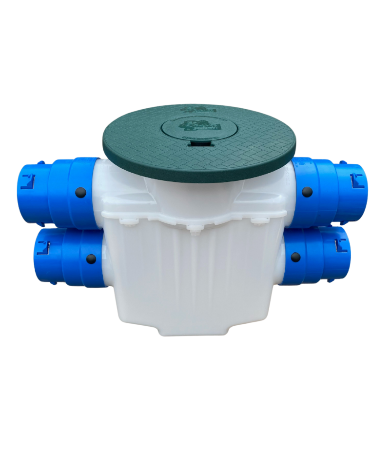 4-Way Connect Catch Basin, Connects to 4" Corrugated Pipe