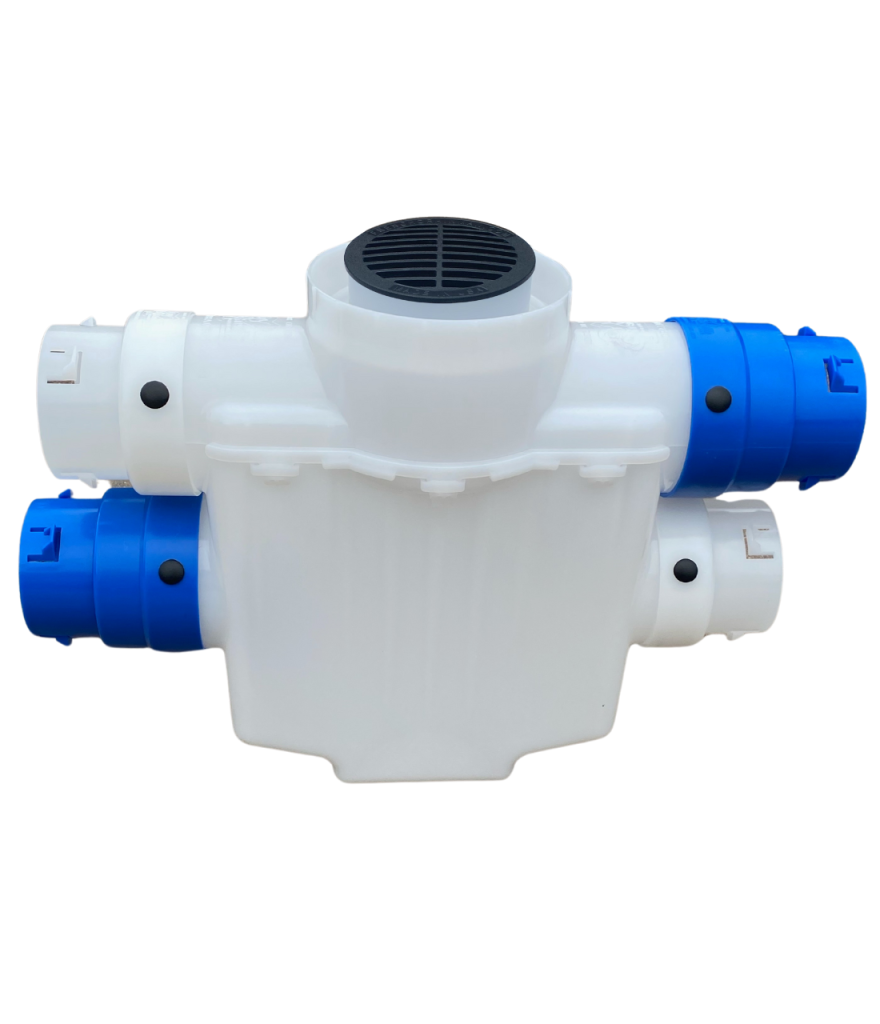 4-Way Connect Catch Basin, Connects to 4" Corrugated Pipe