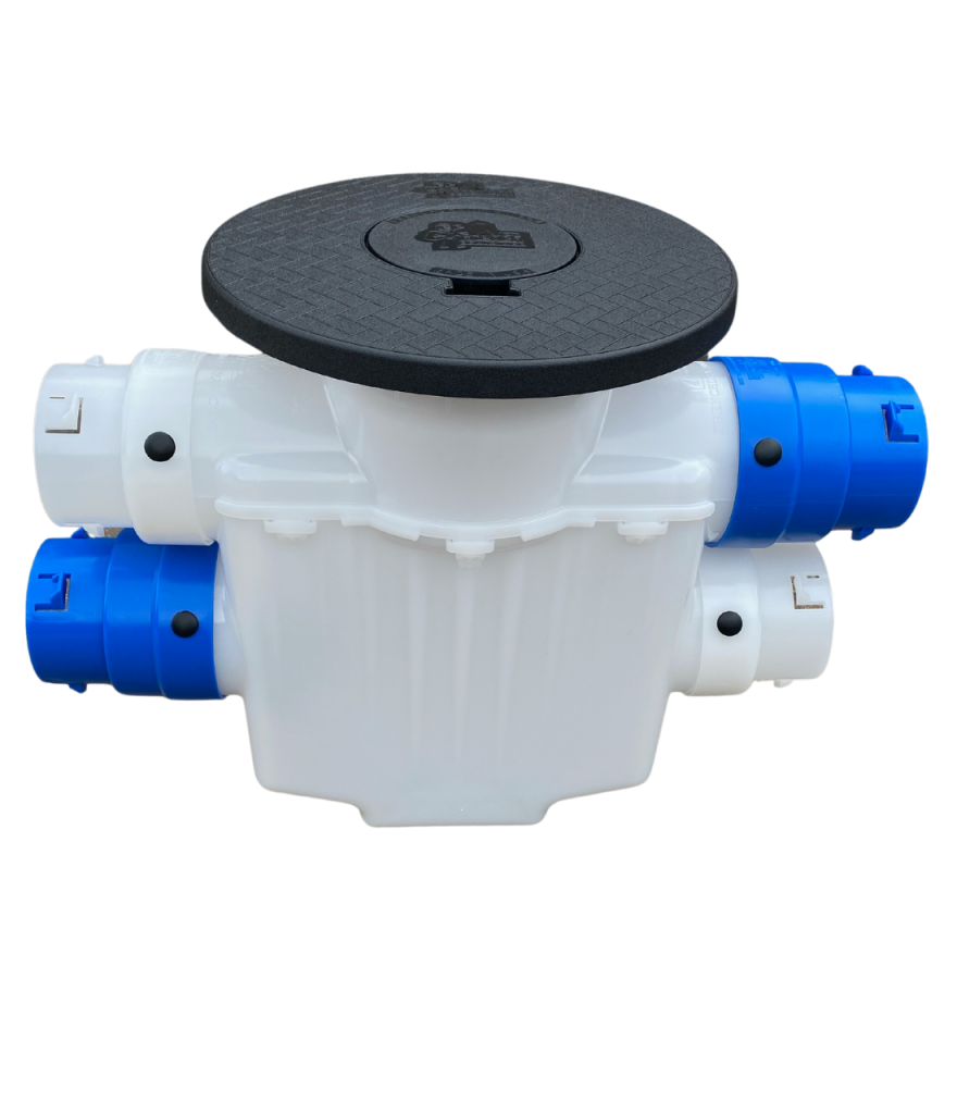 4-Way Connect Catch Basin, Connects to 4" Corrugated Pipe