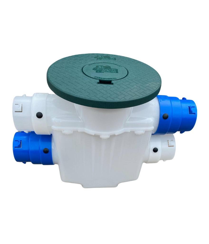 4-Way Connect Catch Basin, Connects to 4" Corrugated Pipe