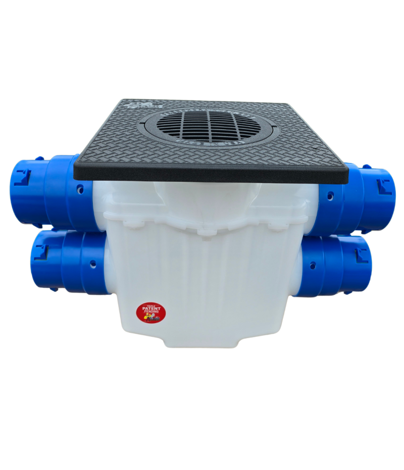 4-Way Connect Catch Basin, Connects to 4" Corrugated Pipe