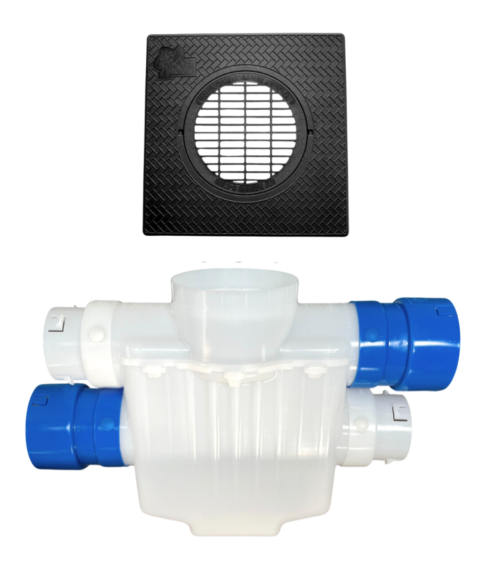 4-Way Connect Catch Basin, Connects to 4" Corrugated Pipe