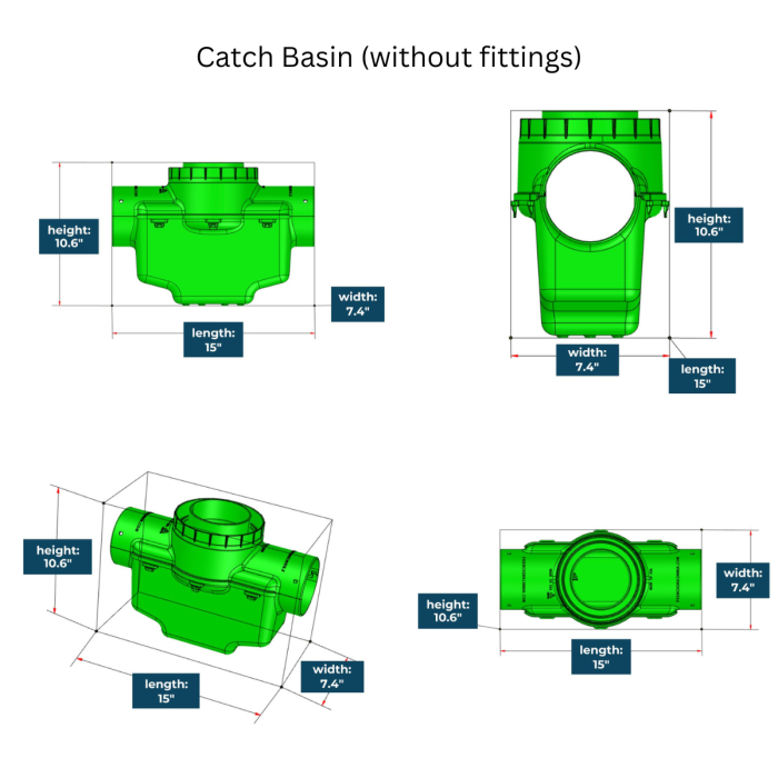 FDM's 4 in. Catch Basin, Connects to SCH 40 PVC