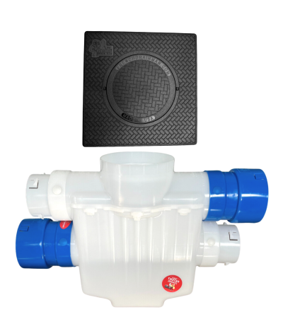 4-Way Connect Catch Basin, Connects to 4" Corrugated Pipe